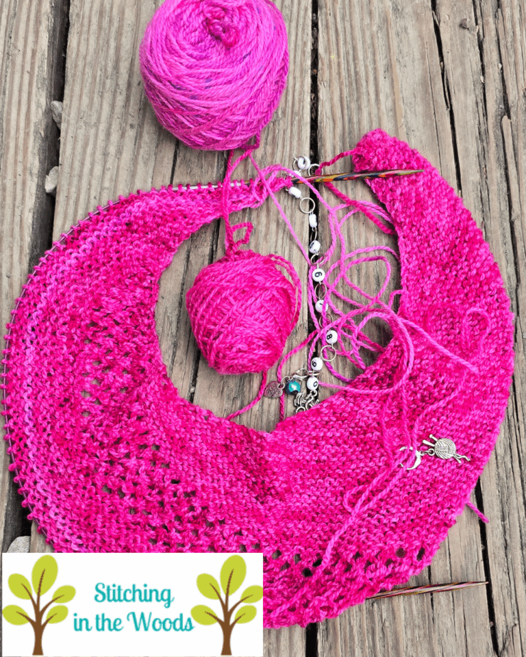 2025-5 Frabjous fibers shawl progress — Stitching in the Woods